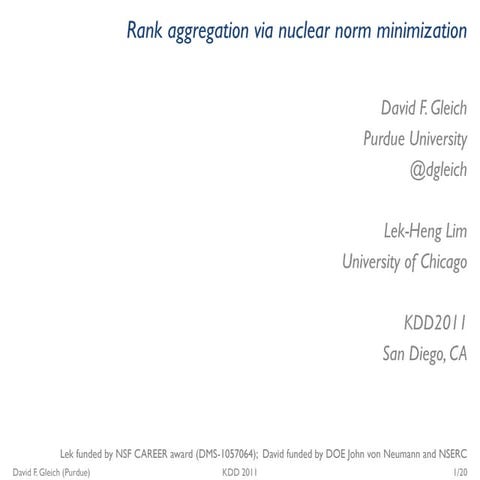 Rank aggregation via nuclear norm minimization | PDF