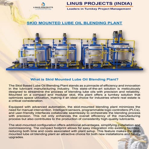 Skid Mounted Lube Oil Blending Plant Installation | PDF