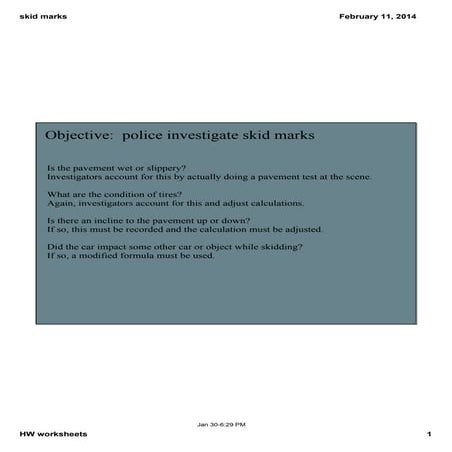 Skid marks notes | PDF