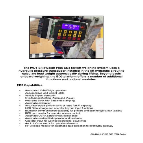 Advanced Forklift Weighing System: IVDT SkidWeigh Plus ED3 Features and ...
