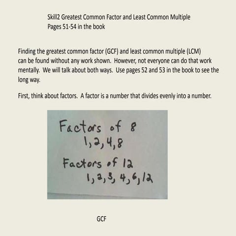 Skill2 gcf lcm | PPT