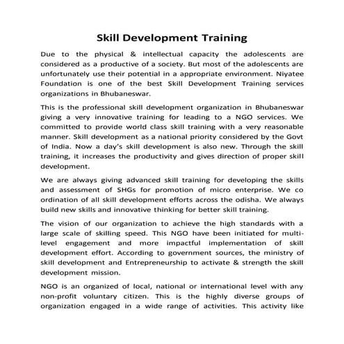 Skill developemnt | PDF