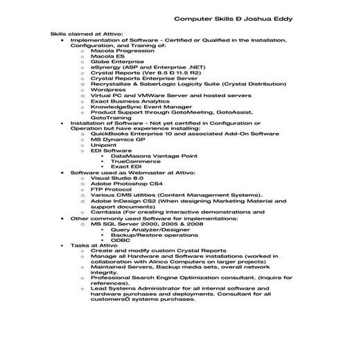 Skills | DOC | Computing | Technology & Computing