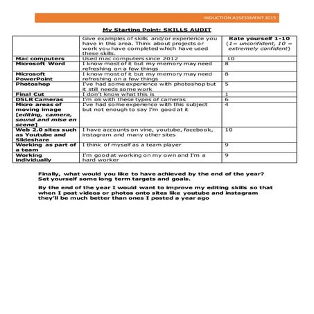 My starting point workbook | DOCX