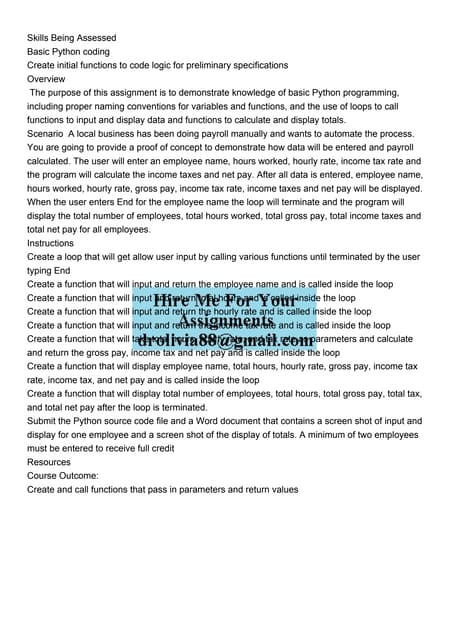 Skills Being Assessed Basic Python coding Create initial.pdf Skills Being Assessed Basic Python coding Create initial.pdf