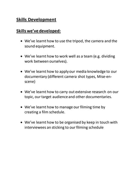 Skills development for documentary | PDF