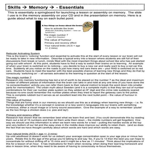 Skills Memory Essentials | PPT