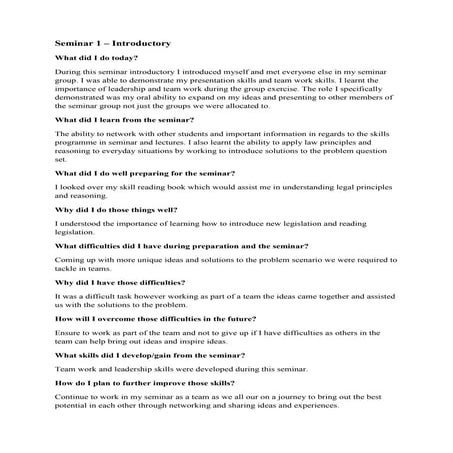 Skills seminar journal | PDF