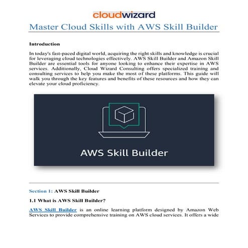 Master Cloud Skills with AWS Skill Builder and Expert Consulting | PDF