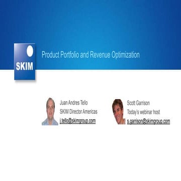 SKIM webinar "Product Portfolio and Revenue Optimization" | PDF | Business | Business and Finance