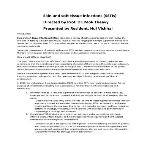 Skin and Soft tissues infections for plastic surgeons | PDF