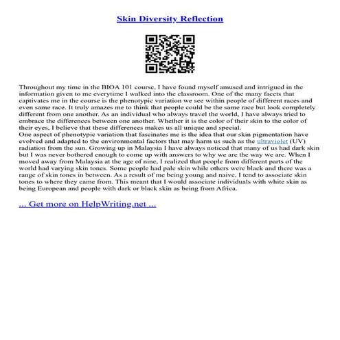 Skin Diversity Reflection | PDF