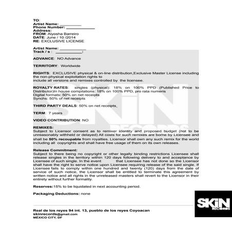 Skin records contract | PDF | Law