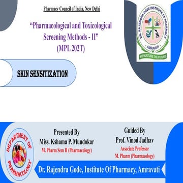 Screening Methods For Skin Sensitization Ppt