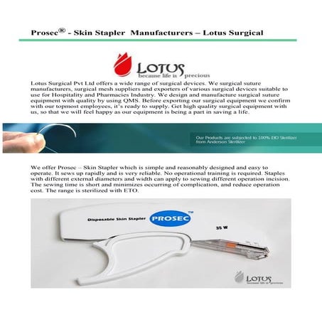 Skin stapler manufacturers in india converted | PDF