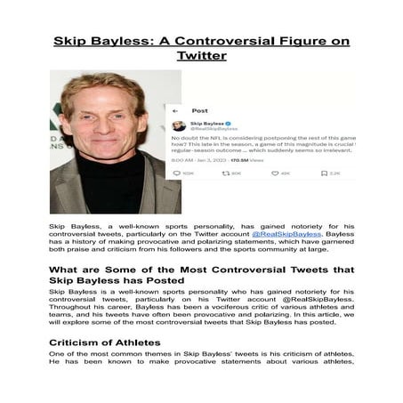 Skip Bayless-A Controversial Figure on Twitter | PDF