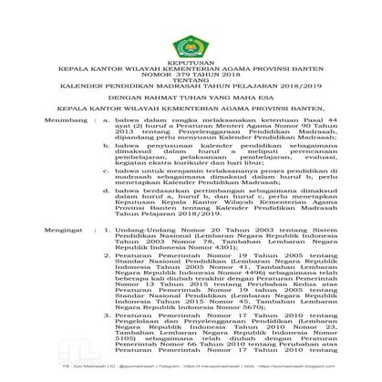 Sk kaldik madrasah banten 2018 2019 | PDF