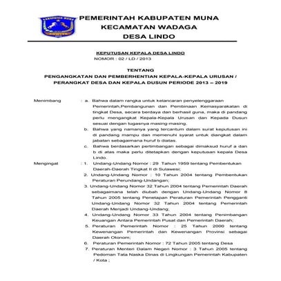 Contoh sk perangkat desa | PDF