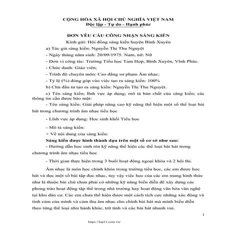SKKN Giải pháp nâng cao kỹ năng thể hiện một số thể loại bài hát trong chương trình âm nhạc tiểu ...
