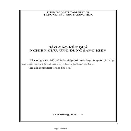 SKKN Một số biện pháp đổi mới công tác quản lý, nâng cao chất lượng đội ngũ giáo viên trong ...