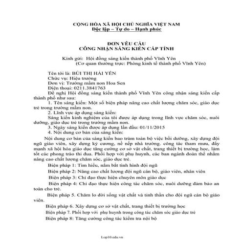 SKKN Một số biện pháp nâng cao chất lượng chăm sóc, giáo dục trẻ trong trường mầm non.pdf