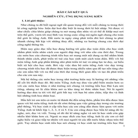 SKKN Tạo hứng thú học tập Tiếng Anh qua các bài chant, song cho học sinh lớp 5 tại Trường Tiểu ...