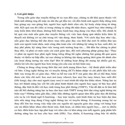 SKKN Xây dựng và sử dụng bài giảng E-learning vào dạy học Tiết 20 - Bài 14 “Phong trào cách mạng ...