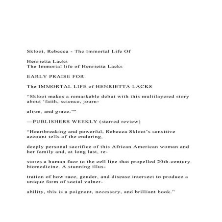 Skloot, Rebecca - The Immortal Life OfHenrietta Lacks.docx