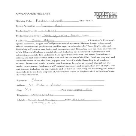 Actor Release Form | PDF