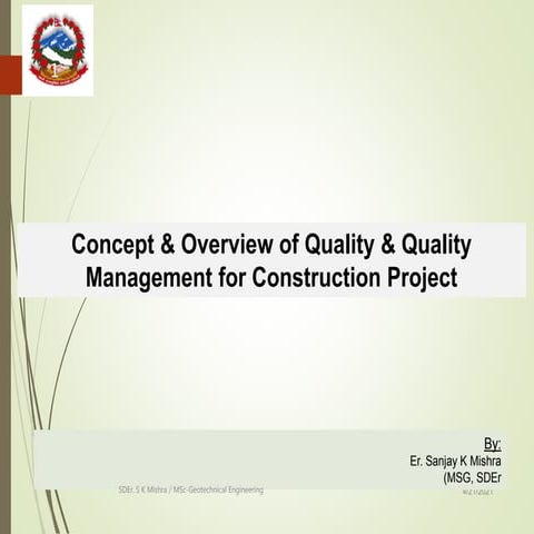 Quality : Concept & Overview for Construction Projects. | PPTX | Civil ...