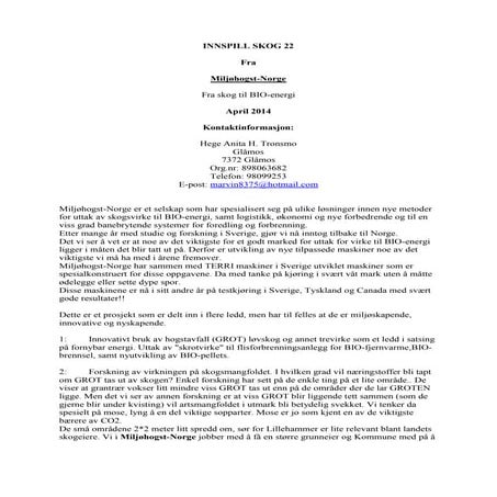 Skog energi - miljøhogst norge | PDF