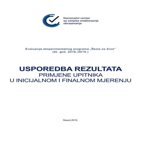 Usporedba rezultata primjene upitnika u inicijalnom i finalnom mjerenju rujan 2019 | PDF