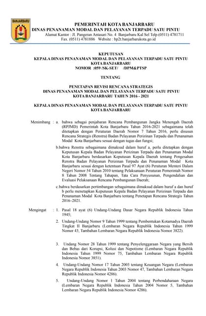 CONTOH SK BUPATI RENCANA INDUK PEMERINTAH | PDF