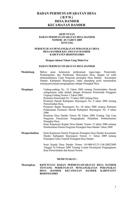 Berita acara penetapan struktur bpd | DOCX