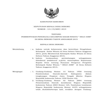 Sk pokdarwis selo asri baru 2019 | PDF