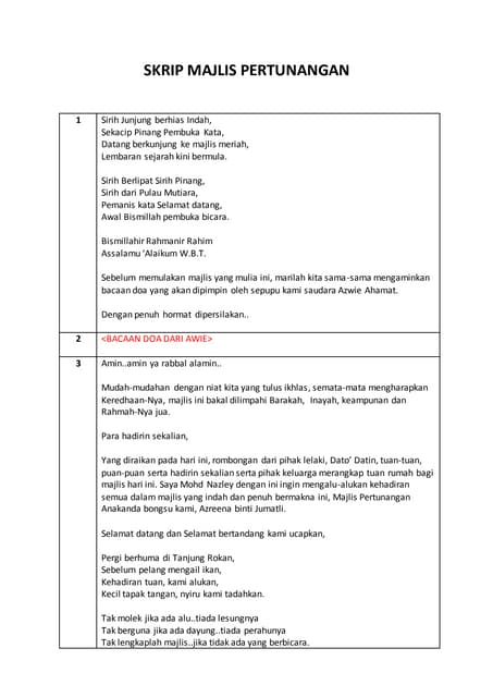 Teks emcee majlis nikah | DOC