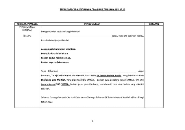 Menu Standard Prasekolah KPM | PDF