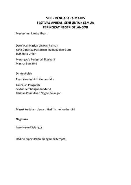 TEKS PENGACARA MAJLIS PERASMIAN KARNIVAL STEM | PDF