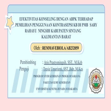EFEKTIVITAS KONSELING DENGAN ABPK TERHADAP PEMILIHAN PENGGUNAAN ...