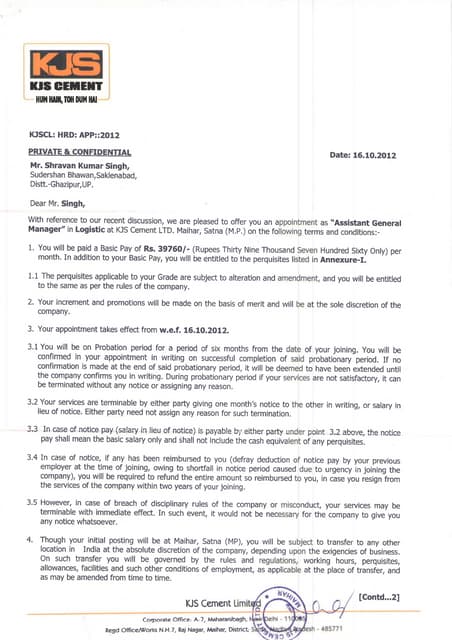 RAMKY APPOINTMENT &CONFORMATION LETTER | PDF