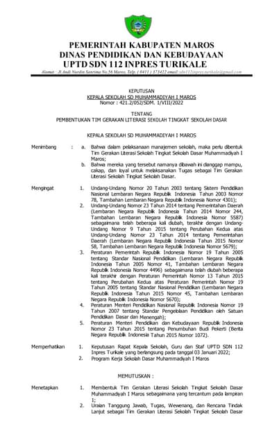 SK PANITIA PELAKSANA IHT SMPN 2 KEMPAS KECAMATAN KEMPAS | DOCX