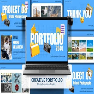 Sky Blue Modern Bold 3D Photography Personal Portfolio Presentation ...
