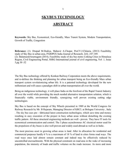 Sky Bus The Modern Transportation System | PDF