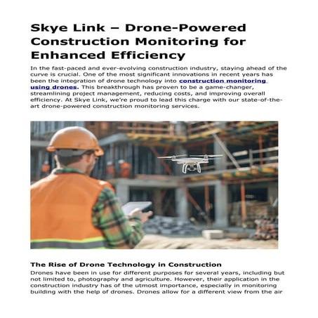 Skye Link – Drone-Powered Construction Monitoring for Enhanced ...
