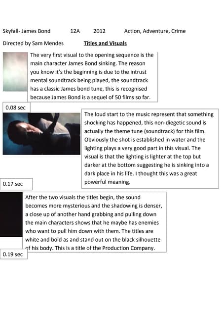 Skyfall opening sequence screenshots timeline | PPTX | Video Production | Content Production