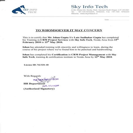 Sky info tech_training_certificate | PDF