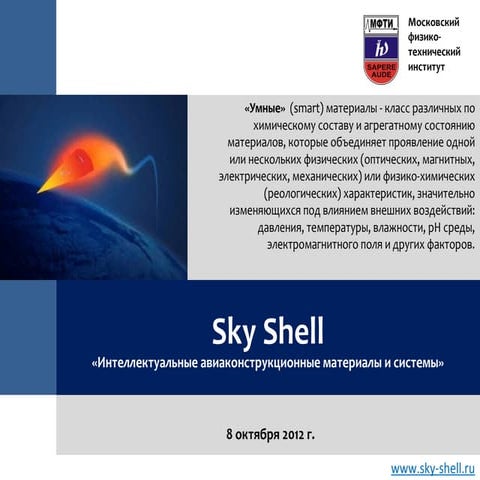 Sky Shell. Интеллектуальные авиаконструкционные материалы и системы | PPT