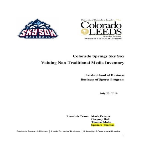 Sky Sox Deliverable | PDF