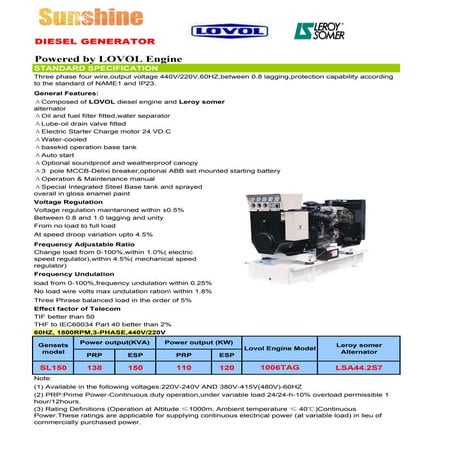 Sl150 lovol generator set | PDF