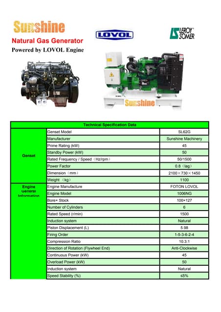 500kva Cummins gas generator specification sheet | PDF